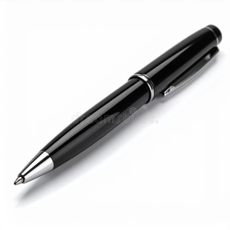 Black Ballpoint Pen on White Background Stock Illustration ...