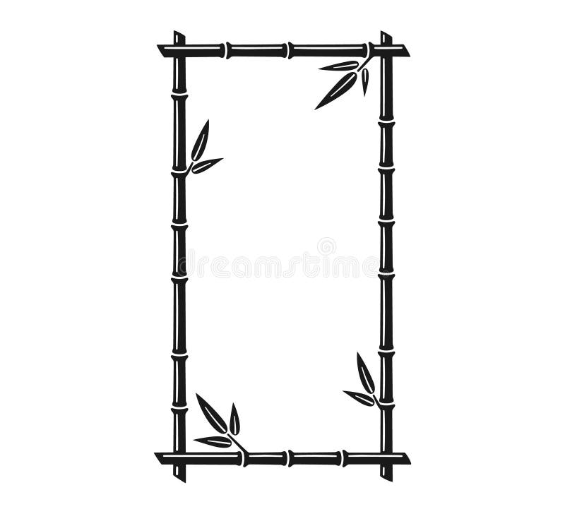 Black Bamboo Stalk Rectangle Frame. Vertical Natural Text Box. Bamboo ...