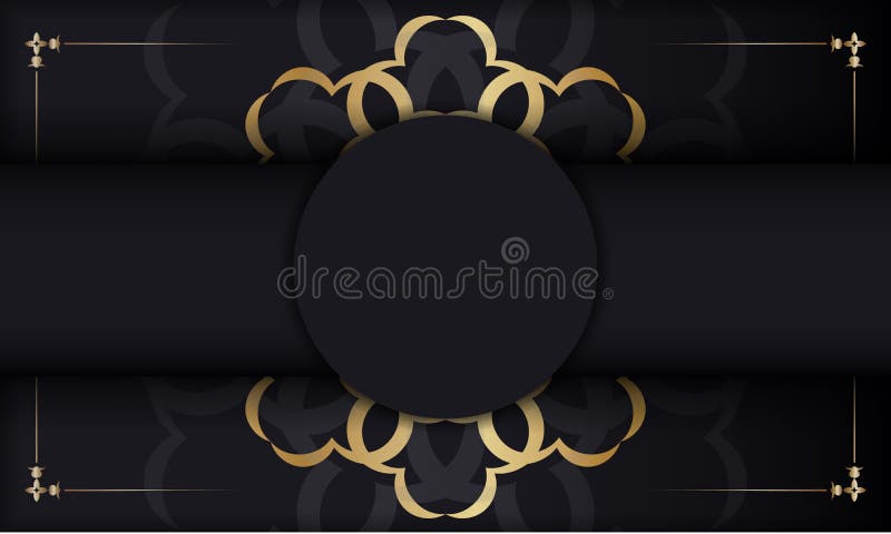 Black Banner with Gold Vintage Pattern Stock Vector - Illustration of ...