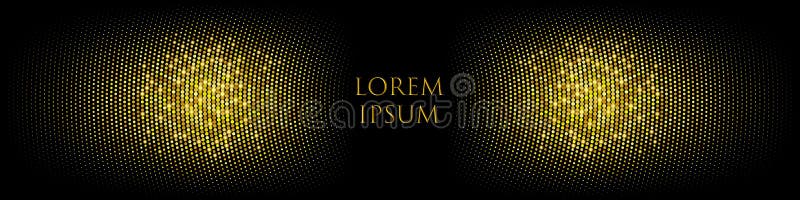 Black Banner with Golden Color Halftone Dots with Copyspace in Center ...