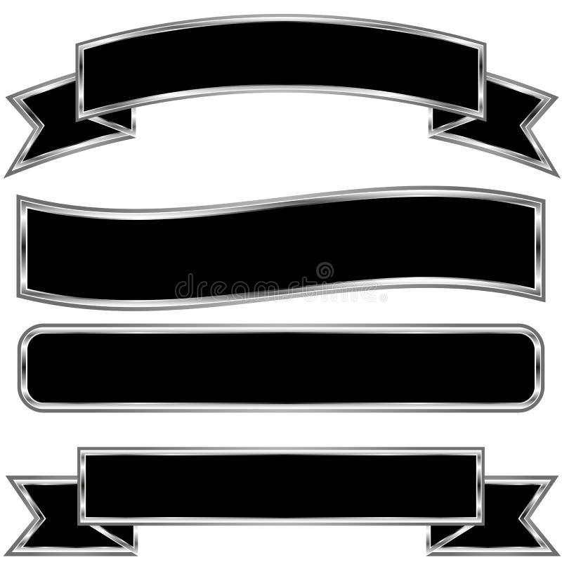 Black Banner Icon Set stock vector. Illustration of clipart - 54410559