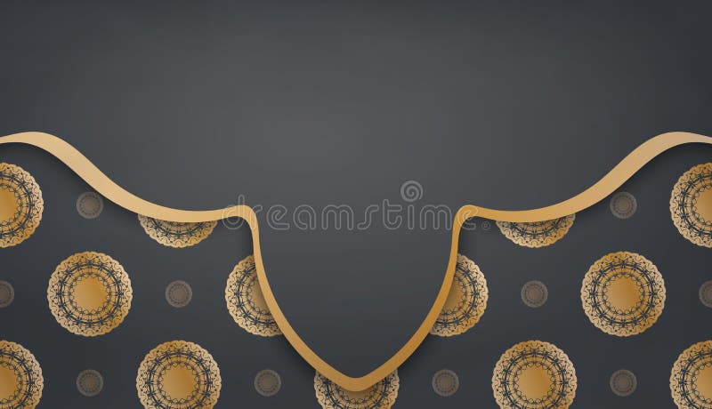 Black Banner Template with Vintage Gold Pattern for Under Logo Design ...