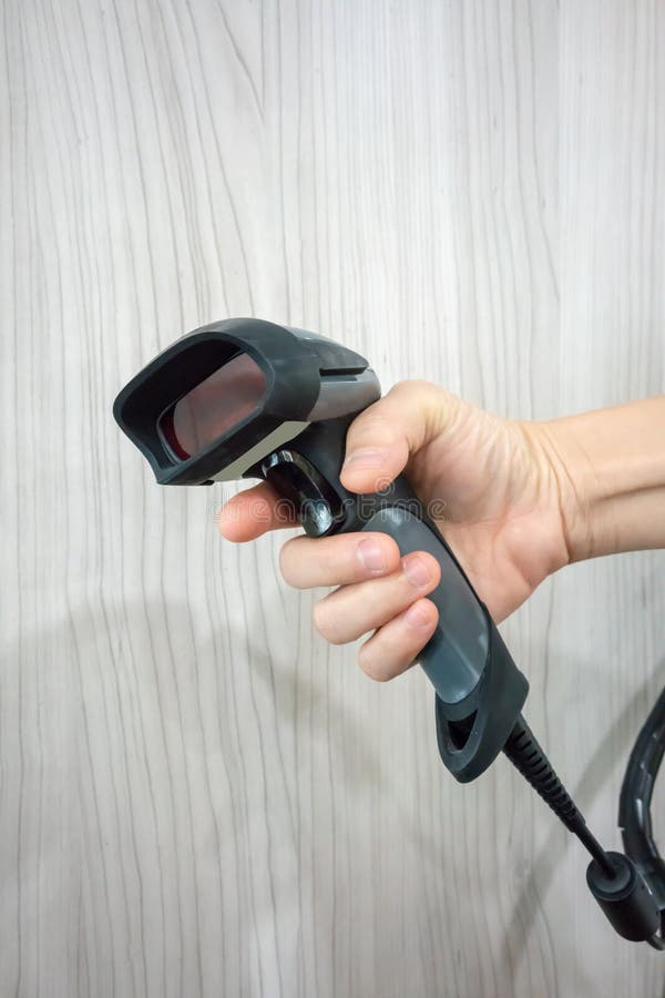 Black Bar Code Scanner with Black Switch for Business Store Stock Image ...