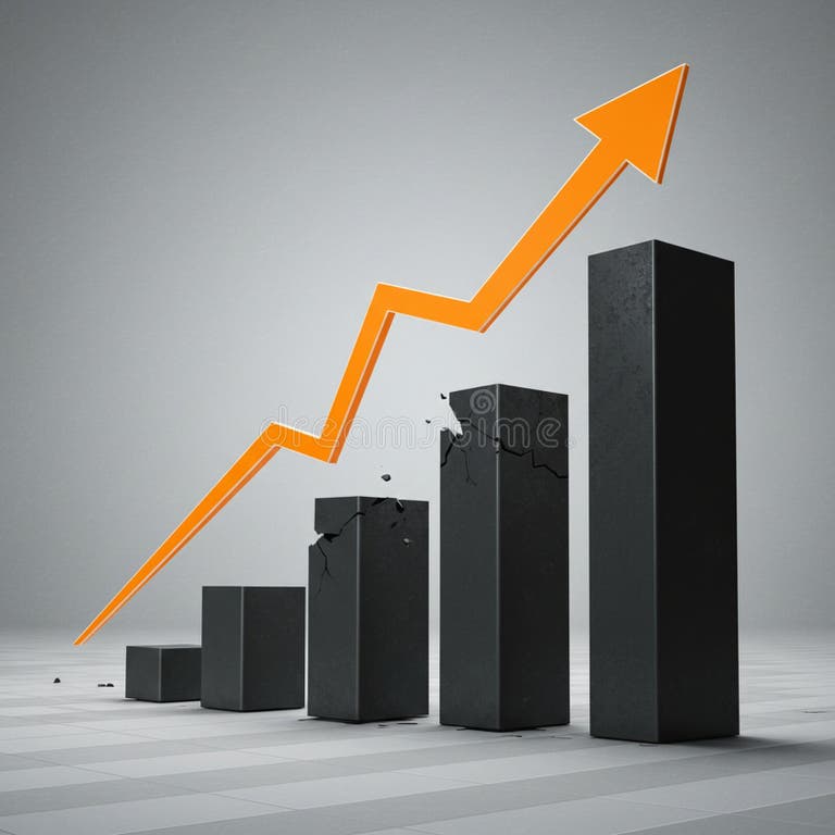 Black Bar Graph with Five Ascending Rectangular Columns on a Grid ...