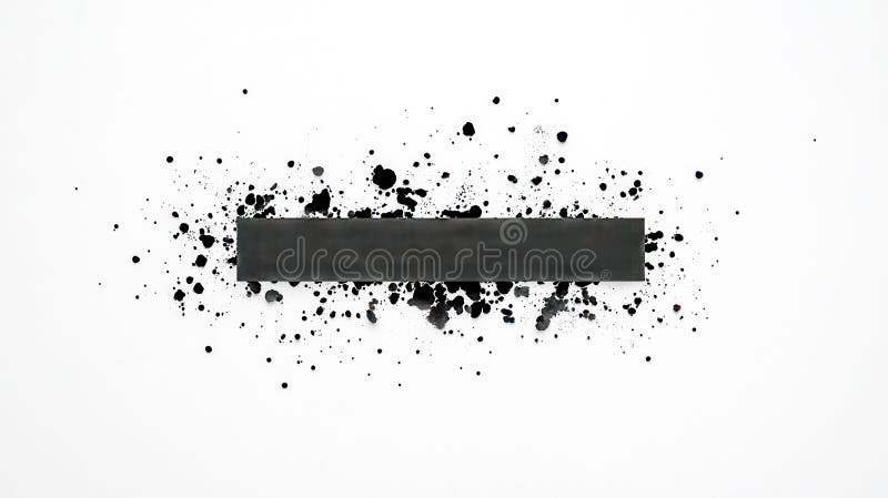 Black Bar Obscuring Text with Ink Splatter on White Background Stock ...