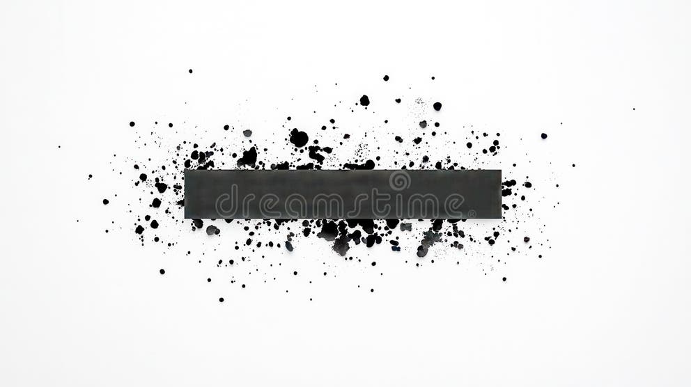 Black Bar Obscuring Text with Ink Splatter on White Background Stock ...