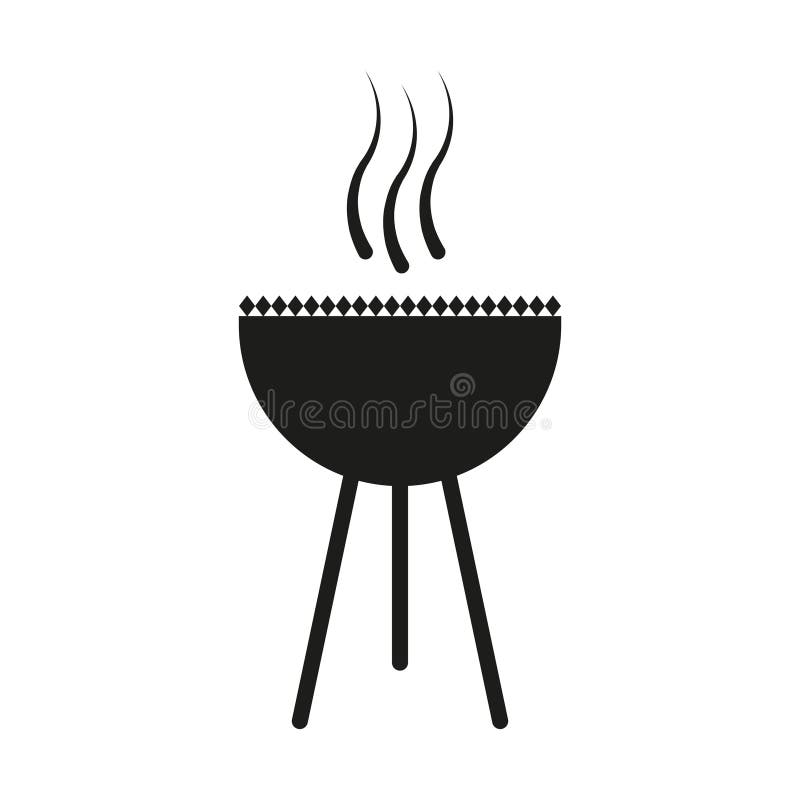 Black Barbecue Grill Icon. Simple Grill with Steam. Vector Illustration ...