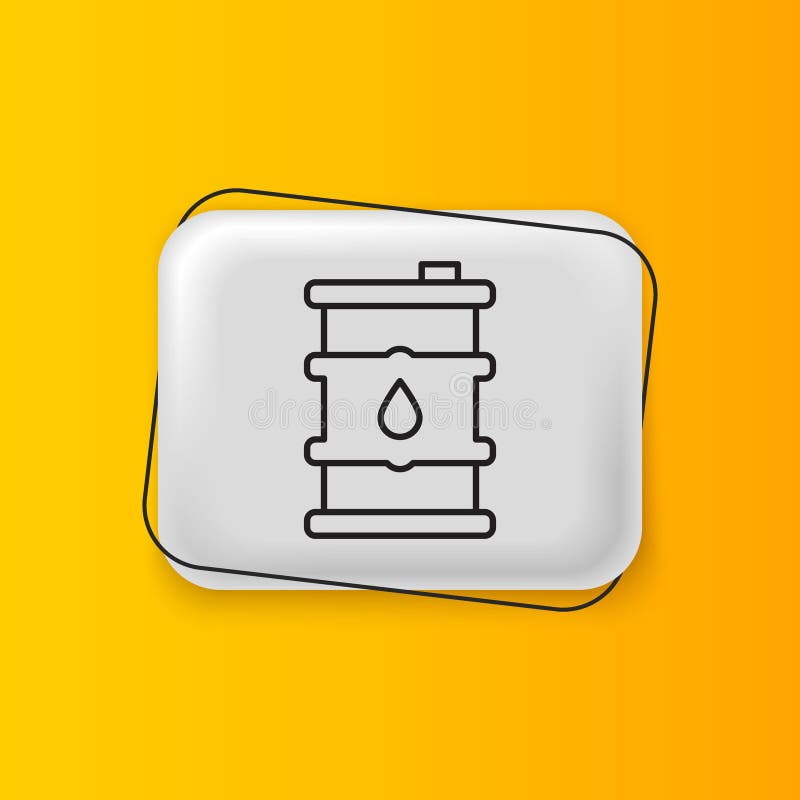 Black Barrel Oil Icon Isolated on Yellow Background. Silver Rectangle ...