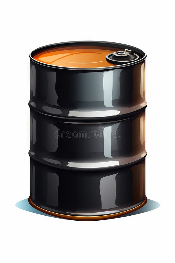 Black Barrel with Orange Liquid Inside of it on White Background ...