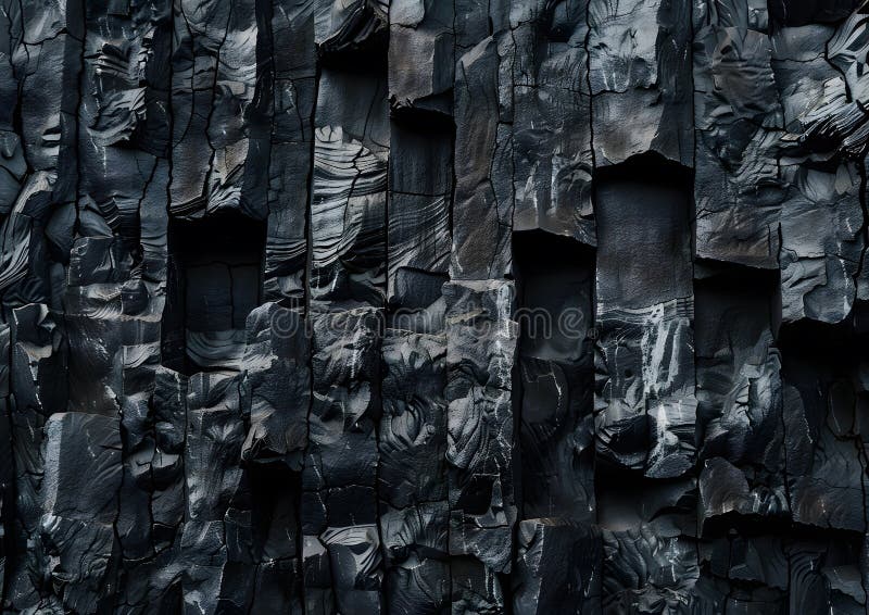 Black Basalt Rock Cliff Texture, Rugged Surface Stock Illustration ...