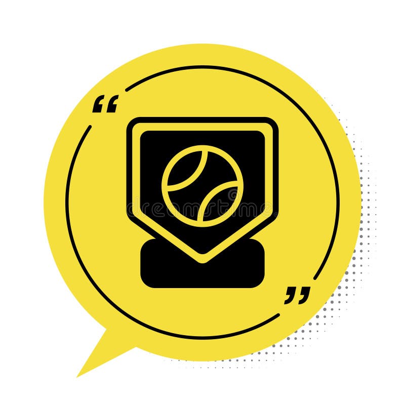 Black Baseball Base Icon Isolated on White Background. Yellow Speech ...