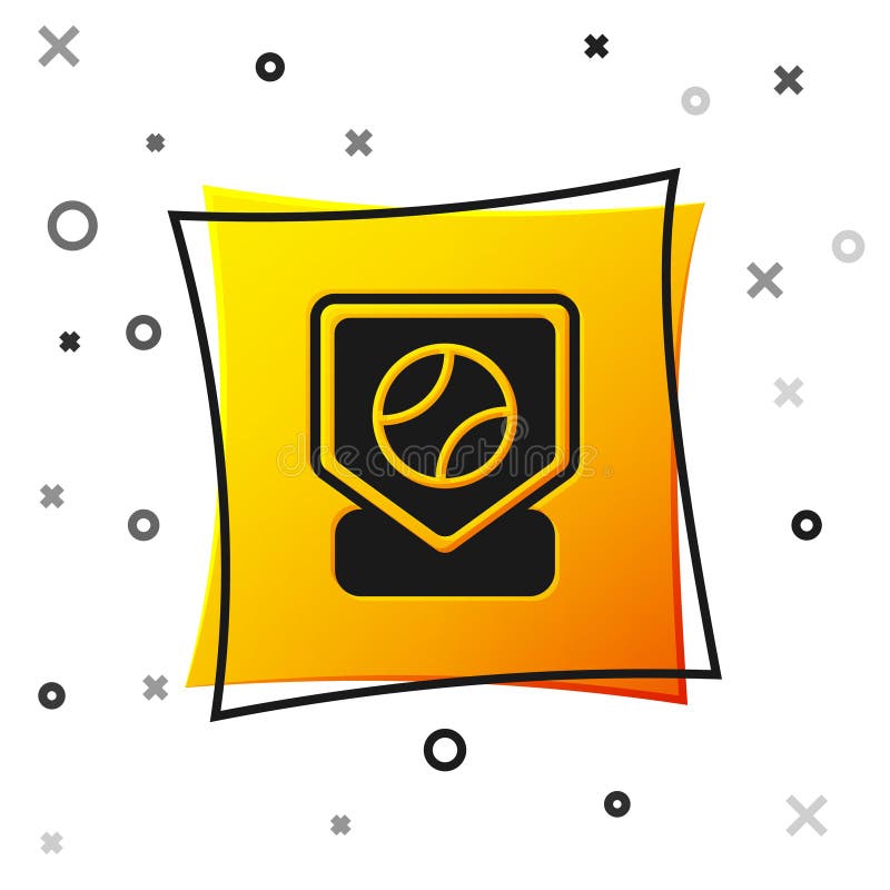 Black Baseball Base Icon Isolated on White Background. Yellow Square ...