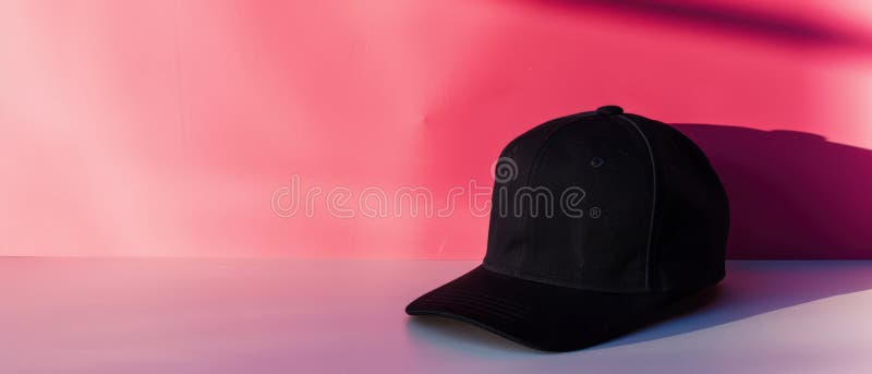 Black Baseball Cap Against Pink Background in Sunlight Stock Illustration - Illustration of ...