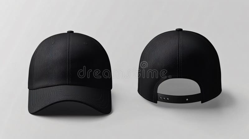 Black Baseball Cap Angled View Front and Back Stock Illustration ...