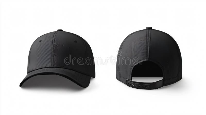 Black Baseball Cap Angled View Front and Back Stock Illustration ...