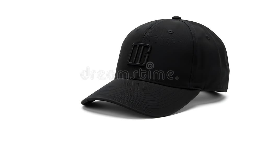 Black Baseball Cap with a Curved Brim and an Adjustable Back Strap ...