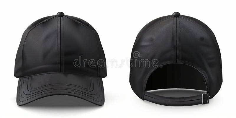 Black Baseball Cap Front and Back Views on White Background Stock Image ...