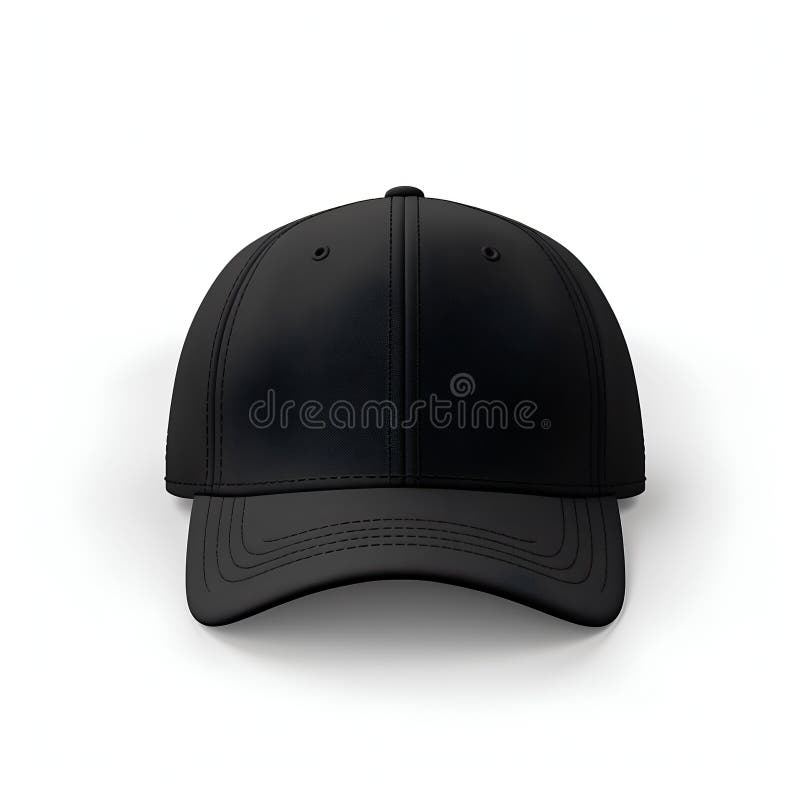 Black Baseball Cap Front View Isolated on a White Background ...