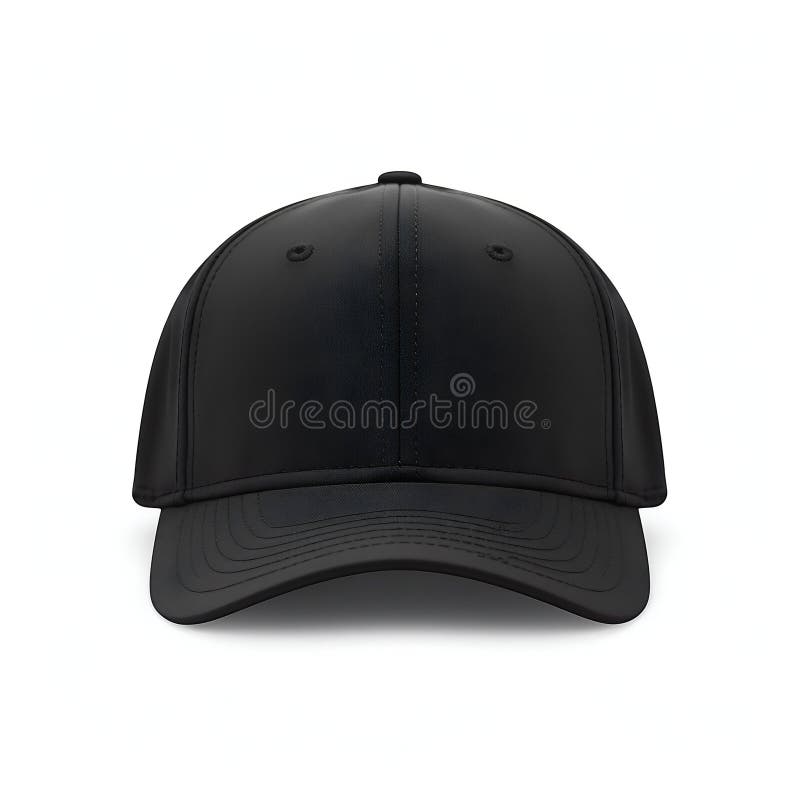 Black Baseball Cap Front View Isolated on a White Background ...