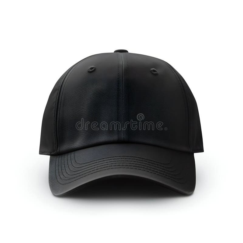 Black Baseball Cap Front View Isolated on a White Background ...