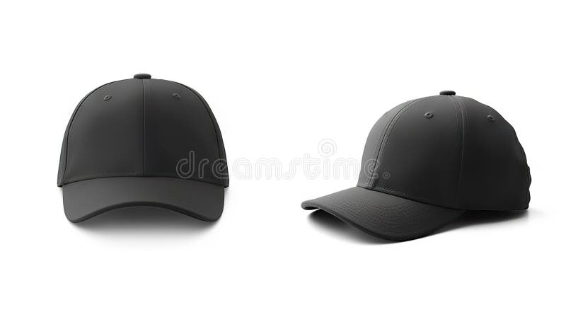 Black Baseball Cap Front View Templates Isolated on White Background ...