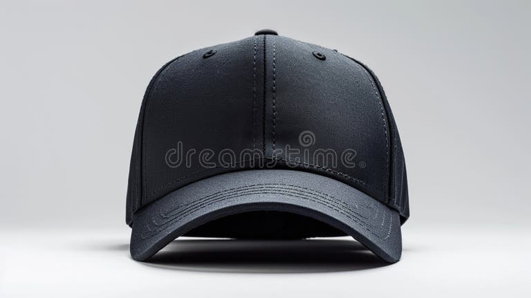 A Black Baseball Cap, Front View, on a White Background Stock ...