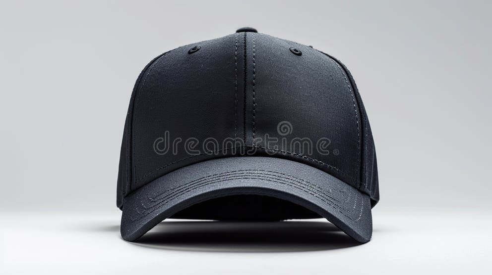A Black Baseball Cap, Front View, on a White Background Stock ...