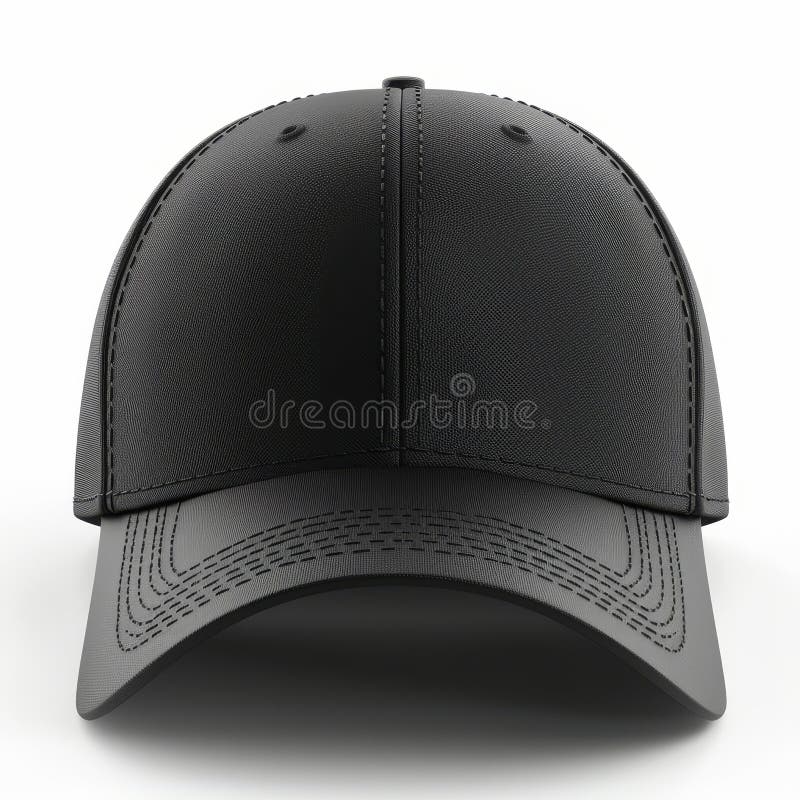 Black Baseball Cap Isolated on White Background. Front View of Blank ...