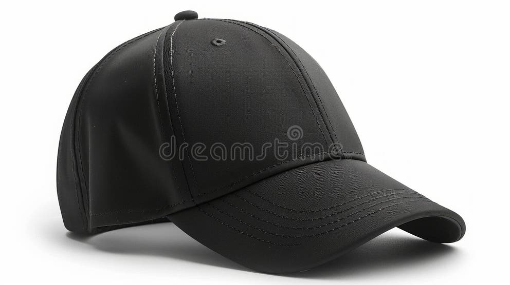 Black Baseball Cap Lies on a White Surface, Its Shadow Cast Softly ...