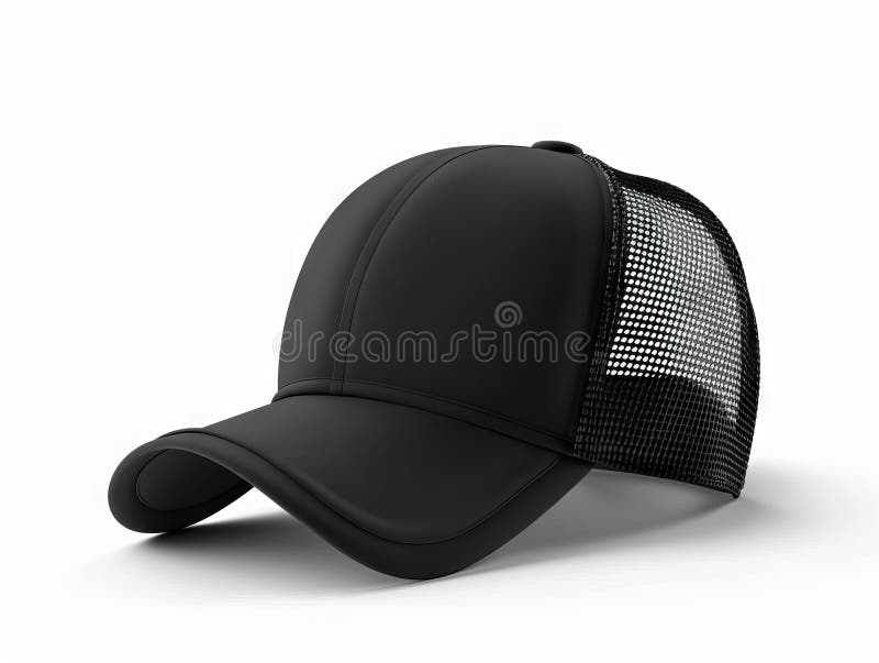 A Black Baseball Cap with Mesh on the Side Stock Image - Image of ...