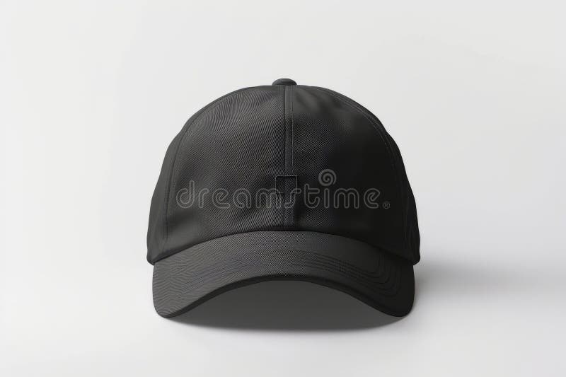 Black Baseball Cap Mock-Up - Isolated on White - Front View Stock Image ...