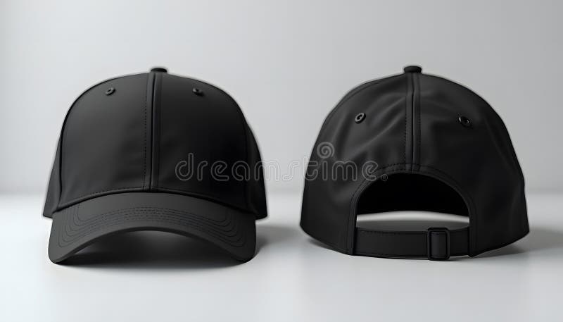 Black Baseball Cap Mockup Front and Back View Stock Illustration ...