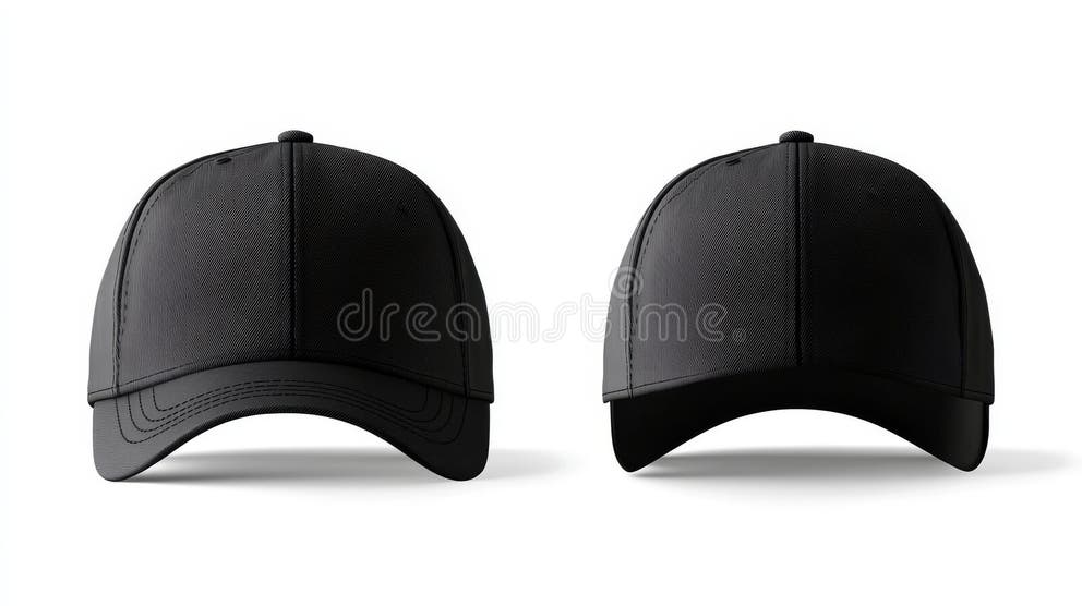 A Black Baseball Cap Shown from the Front and Back Angles. Ideal for ...