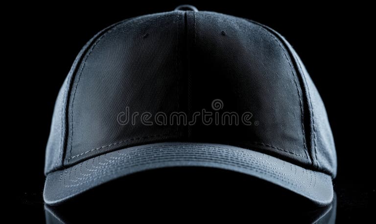 Black Baseball Cap with Sleek Design and Glossy Finish on Reflective ...