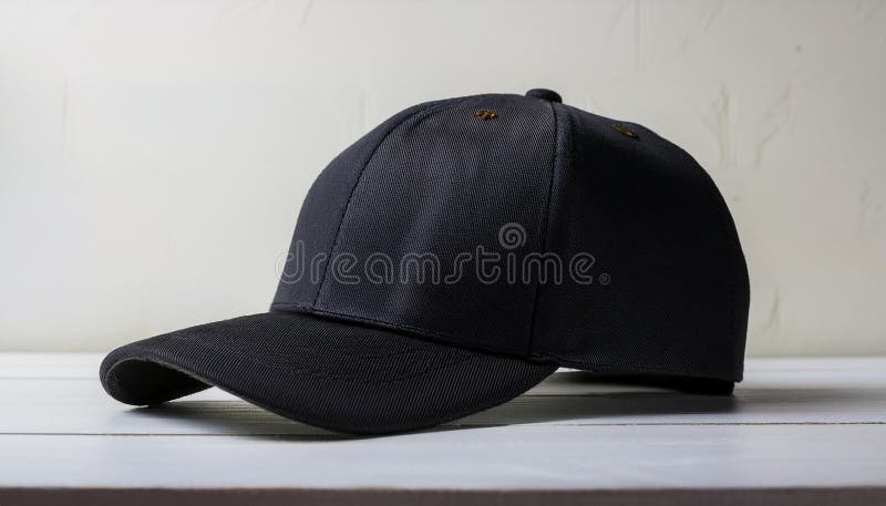 Black Baseball Cap on Table Backdrop. Head Wear Stock Illustration ...
