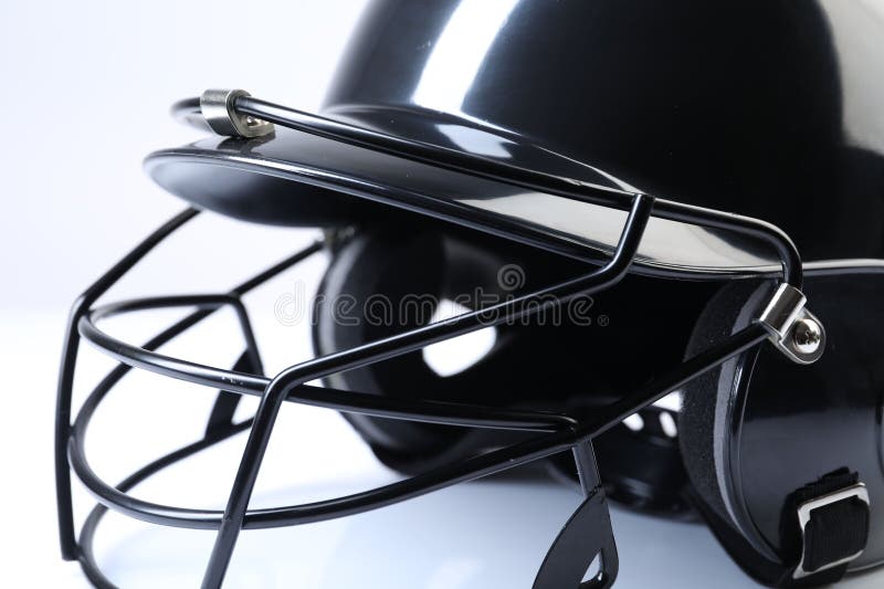 Black Baseball Helmet on Light Background, Closeup Stock Image - Image ...