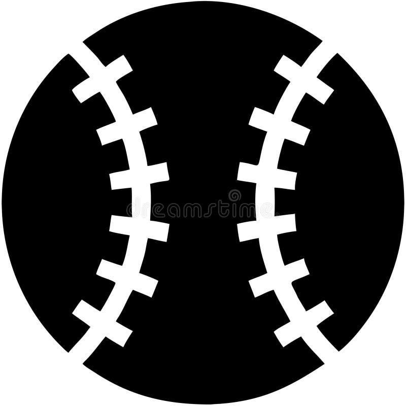 Black Baseball Vector Illustration with Seamless Stitching Design Stock ...
