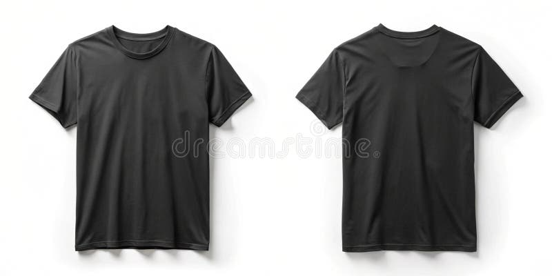 Black TShirt Mockup Front and Back View Simple Design Template Men ...