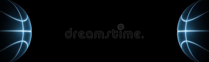 Black Basketball with Bright Blue Glowing Neon Lines, Black Background ...