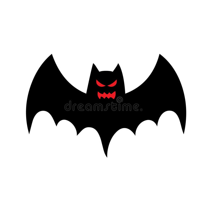 Black Bat with an Angry Facial Expression and Open Wings Vector ...
