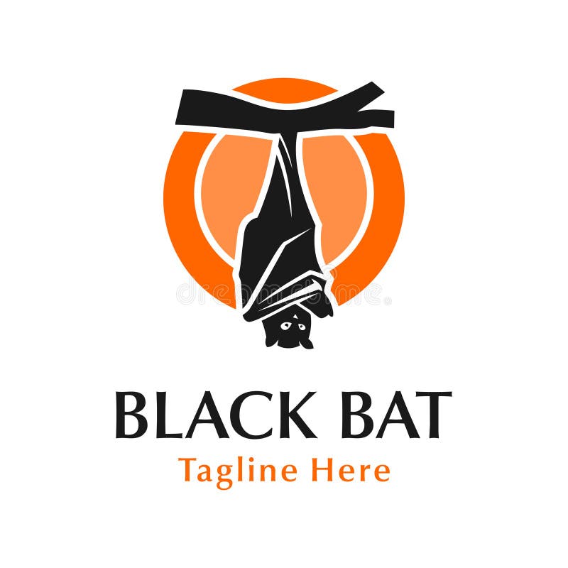 Black Bat Logo Design with Circle Stock Vector - Illustration of horror ...