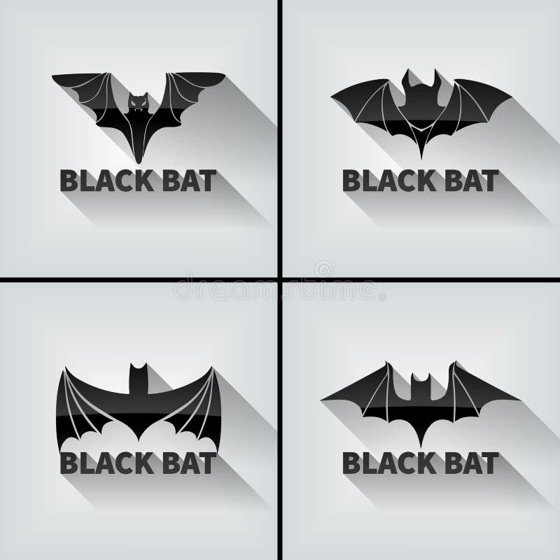 Black Bat Set. Symbol. Vector Logo Template, Emblem Stock Vector ...