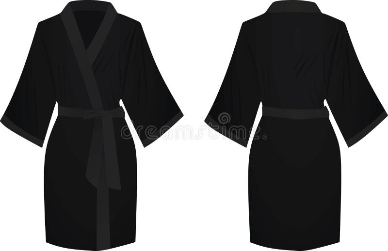 Black Bathrobe Mockup Set, Vector Isolated Illustration Stock Vector ...