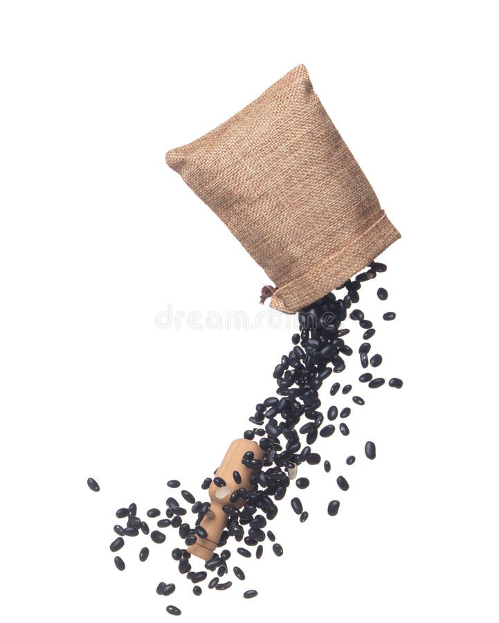 Black Bean Flying Explosion in Sack Bag, Black Grain Beans Explode ...