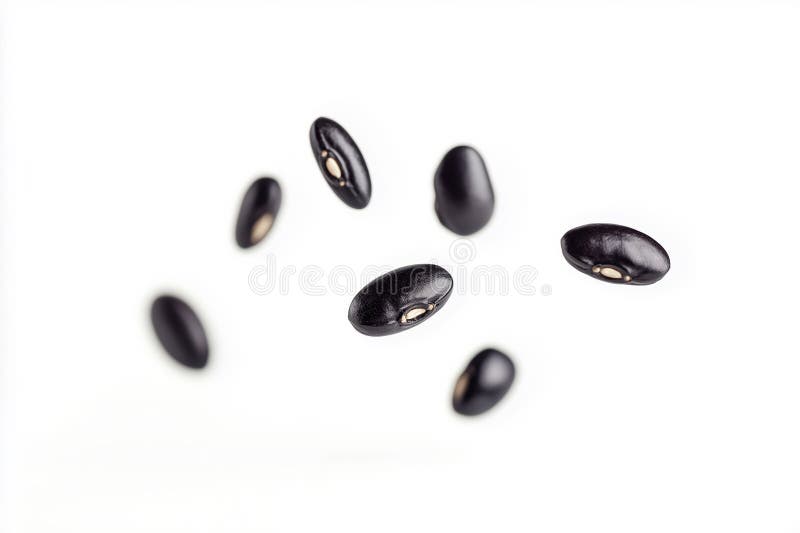Black Beans Floating on White Background Stock Illustration ...