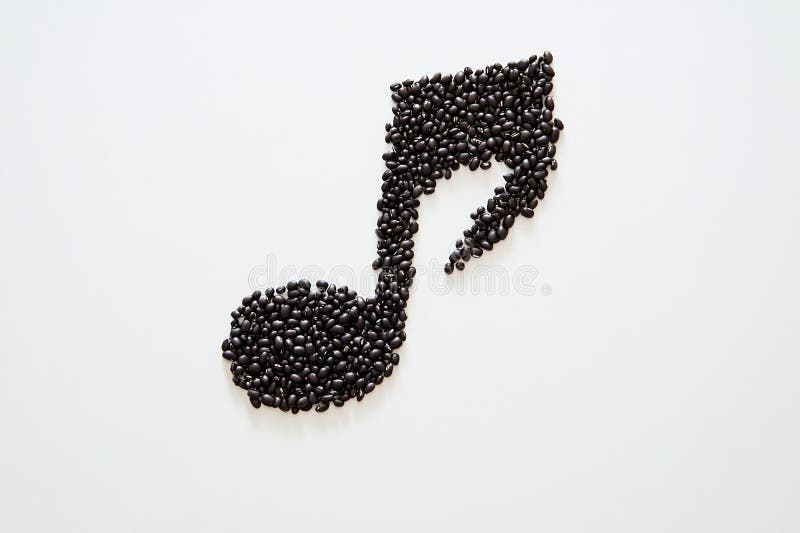Black Beans Forming Musical Note Symbol on Minimal White Background for ...