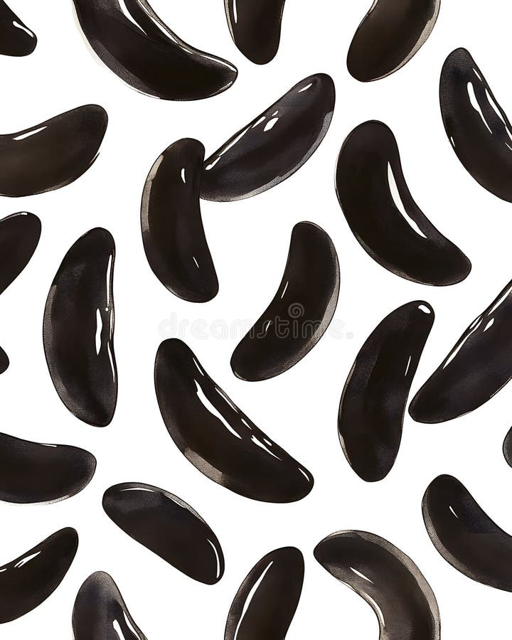 Black Beans Watercolor Seamless Pattern Food Design Element Stock ...