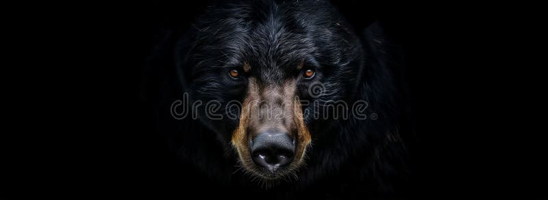 Black Bear Animal Face Portrait on Black Background Stock Illustration ...