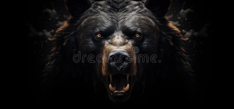 A Black Bear in the Dark Has Its Head Up Stock Photo - Image of animal ...