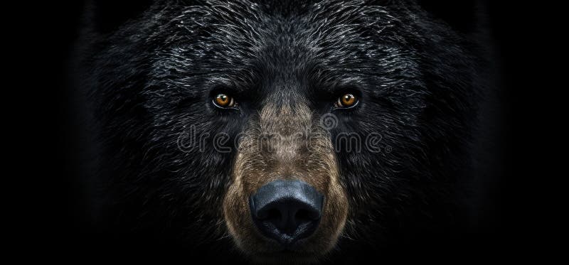 A Black Bear in the Dark Has Its Head Up Stock Photo - Image of nature ...